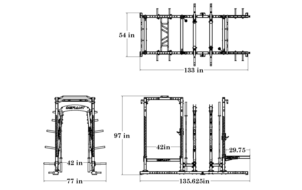 Power Half Rack Combo w/Dual Storage - Defiant Strength
